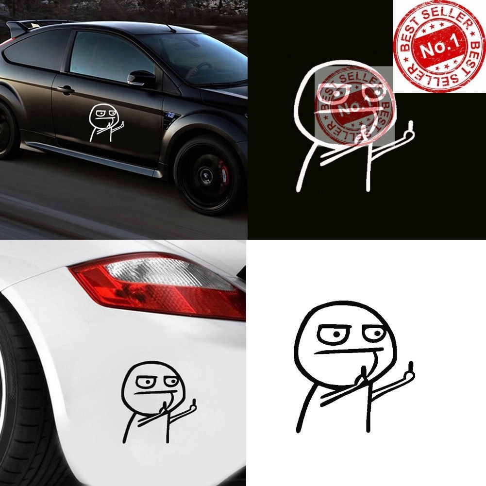 MC#JDM Cartoon Two Middle Finger Car Sticker Laptop Motorcycle Decal ...