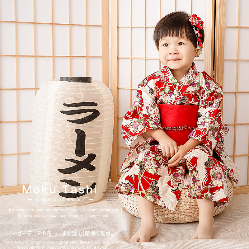 Children Japanese Kimono Yukata Formal Clothes Little Girl Crane ...