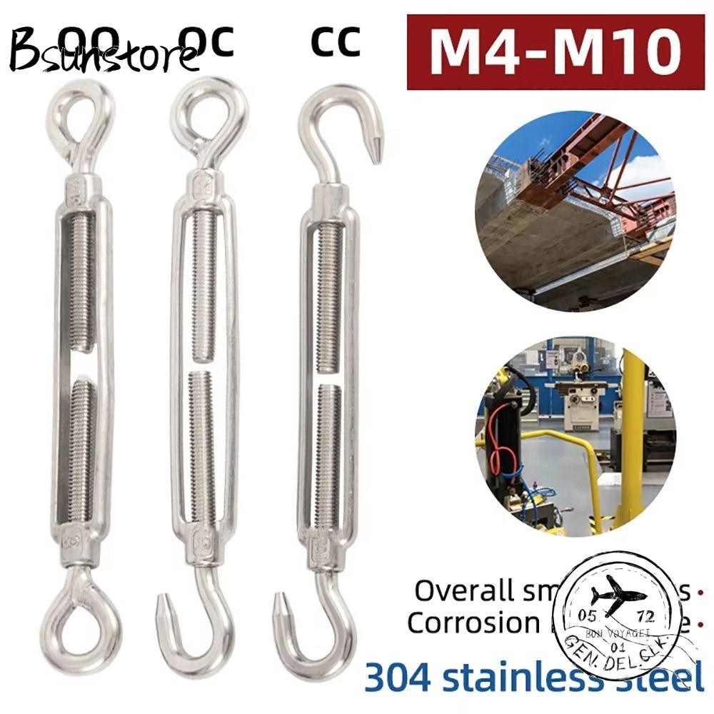 BSUNS1 1Pcs Wire Rope Tensioner, Hooks & Eye Turnbuckle M4/M5/M6/M8 ...
