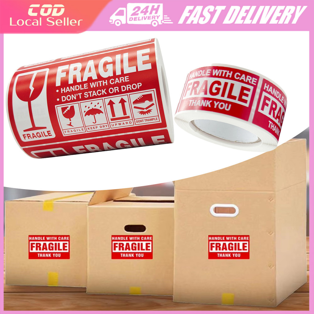 250pcs/25x45mm Fragile Sticker Rolls Handle With Care Mudah Pecah ...