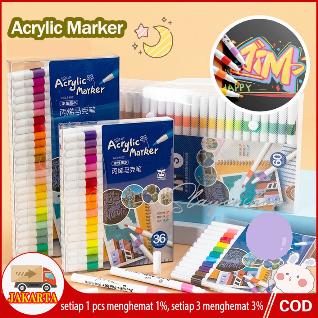 24/36/48/60/80 Colors Acrylic Pen Waterproof Quick Dry Color Marker ...