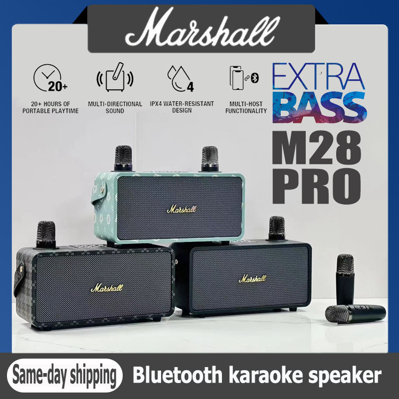 Marshall Bluetooth speaker with heavy bass, dual microphone, portable ...