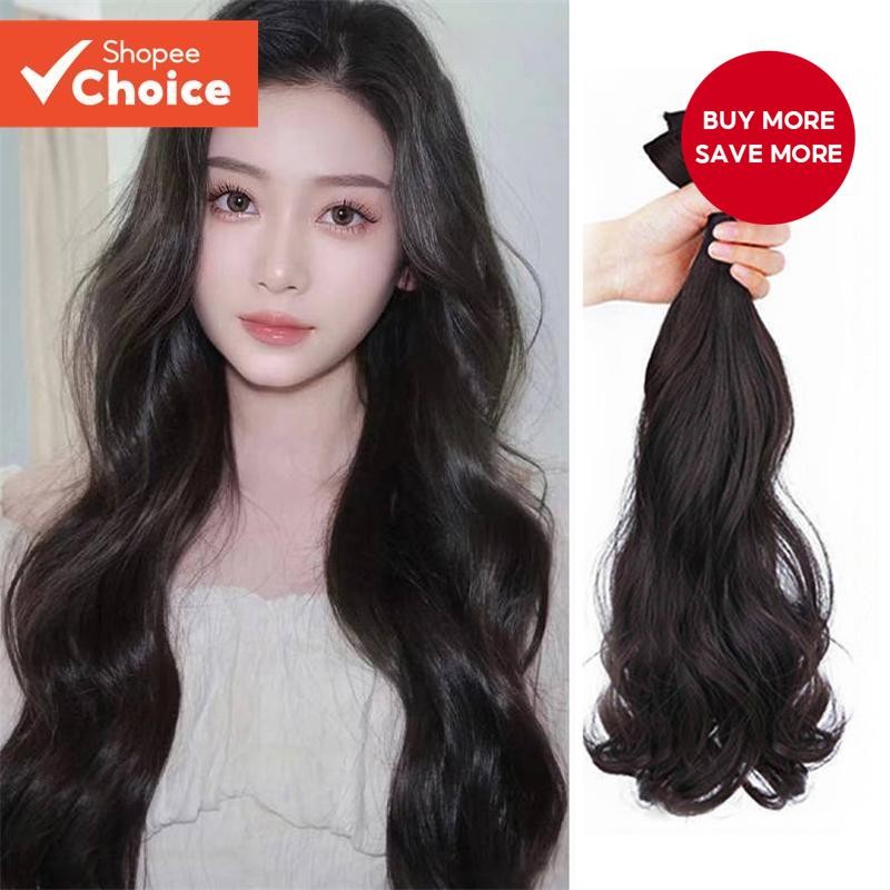 Three-piece Set Big Wave Wig Female Simulation Hair Invisible Seamless ...