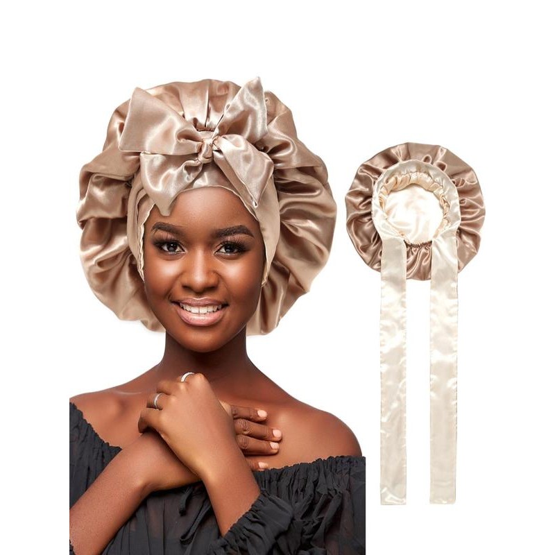 Pleated Design Lace Up Front Satin Hair Bonnet As Summer Outfits 2024 ...
