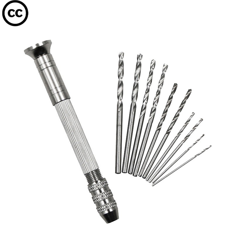 CC 1~3.5mm Aluminum Hand Drill with Keyless Chuck + 10pcs Torsion Hand twist drill Mini Jewelry ...