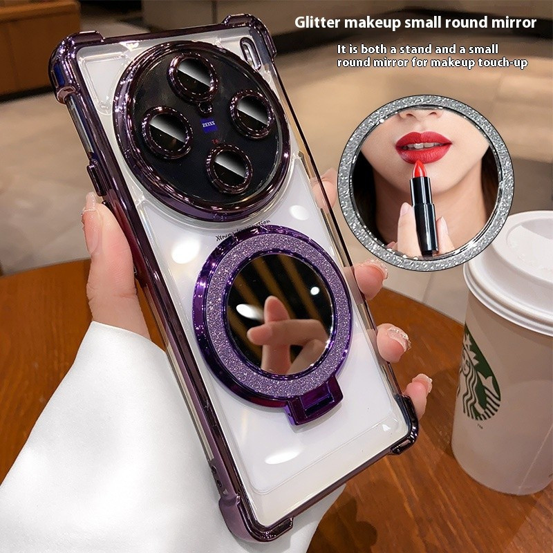 Electroplated Mirror Bracket Acrylic Hard Clear Case For VIVO X200 Pro Mini X200 Pro X100 Ultra ...