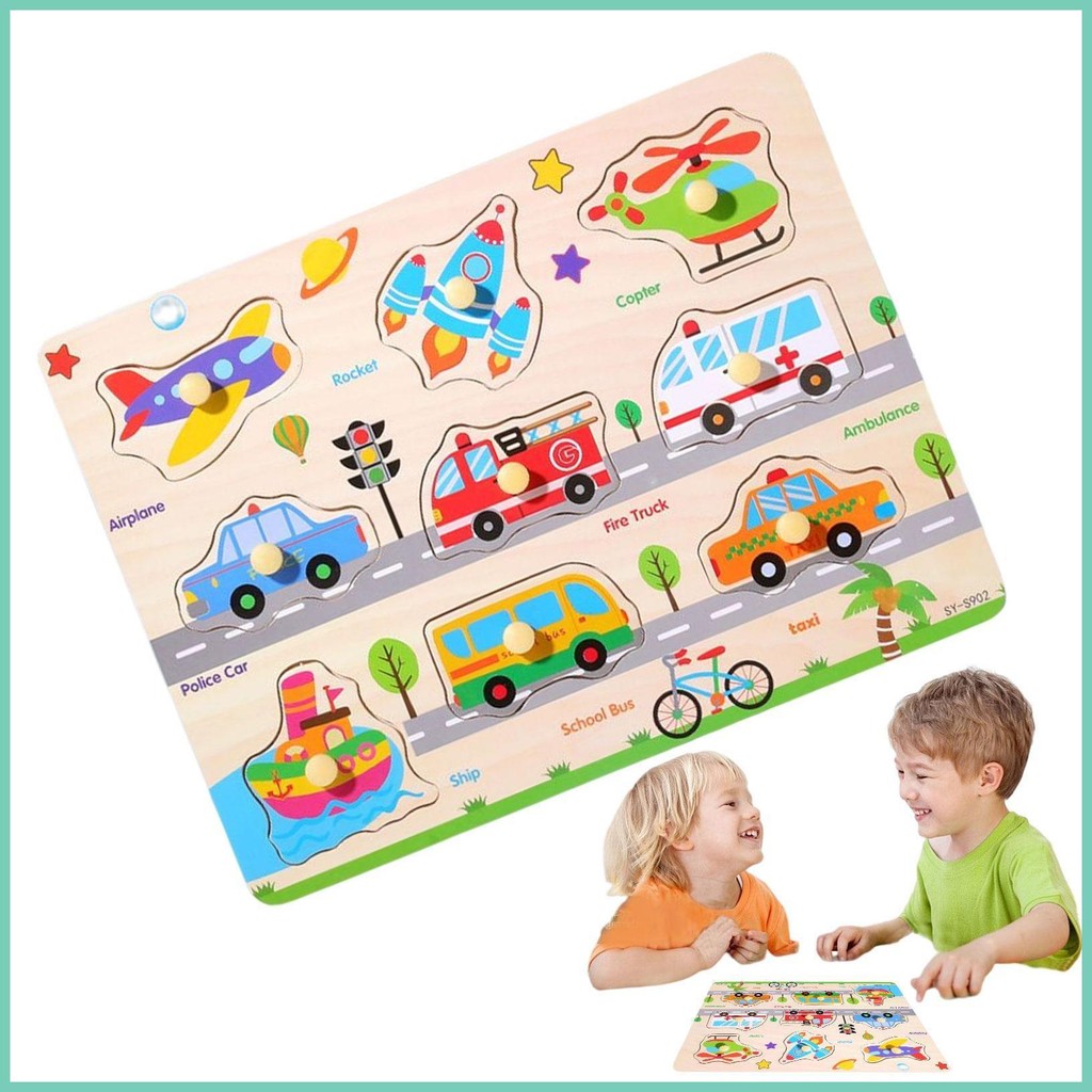 Montessori Wood Puzzle Montessori Cartoon Puzzle Set Cute Animal ...