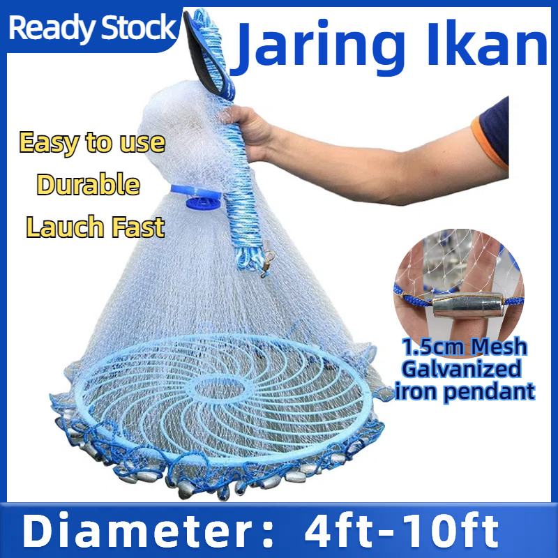 Hand Casting Fish Net Jaring Ikan Fishing Net Bubu Ikan BuBu Payung ...