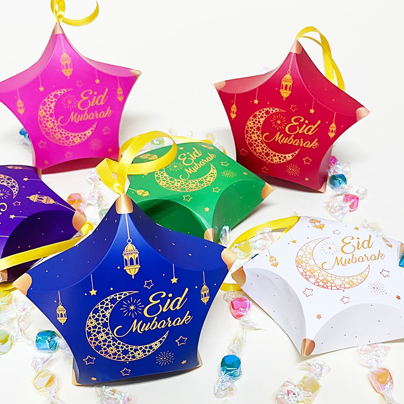 6pcs Eid Ramadan Candy Box Ramadhan Goodies Box Mubarak Kareem Paper ...
