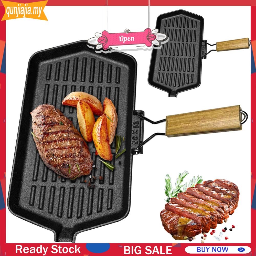 31X19cm Cast Iron Grill Pan Rectangular Frying Pan Skillet for ...