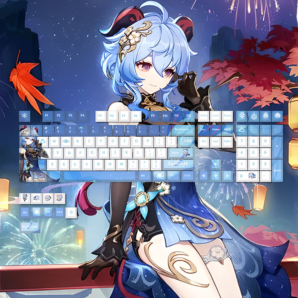 Yuanshen Theme Ganyu Keycap Height pbt Five-Sided Sublimation Two ...