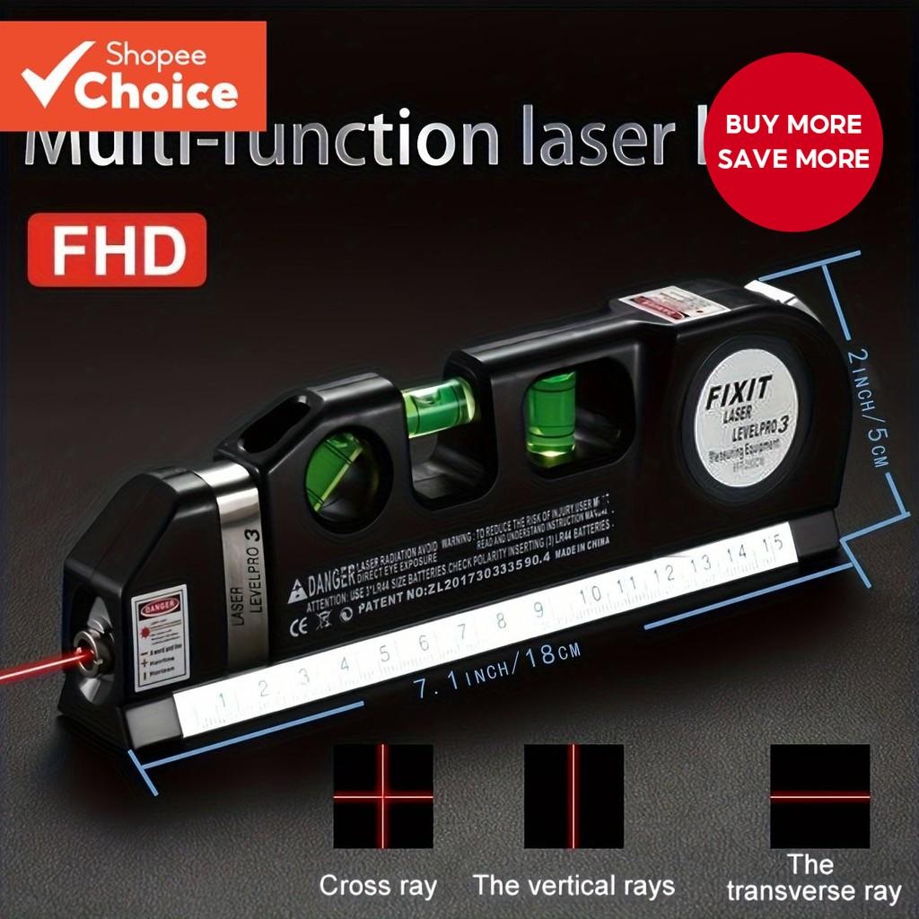 Laser Level Tool Kit - Multipurpose Cross Line Laser with Metric Rulers for Picture Hanging and ...