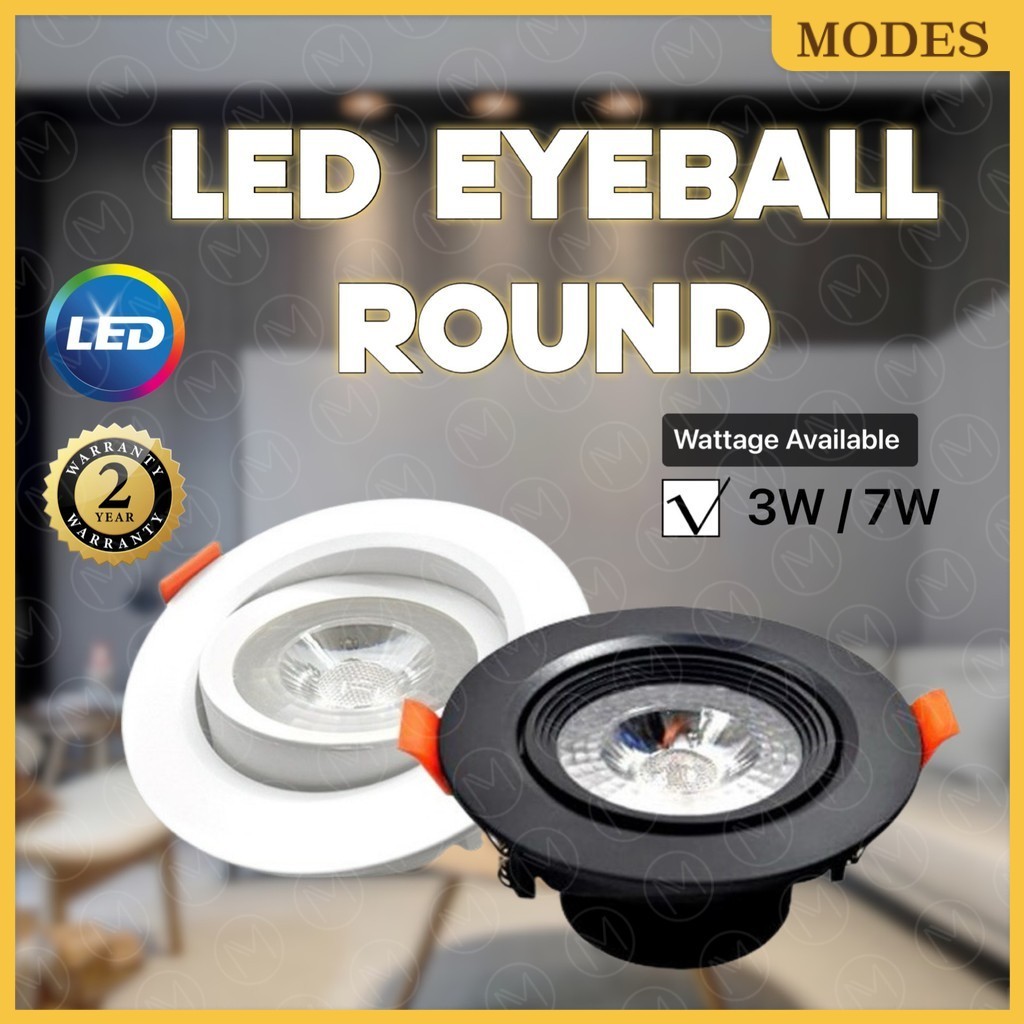 [ 2 YEARS WARRANTY ] LED EYEBALL 3W/7W BLACK/WHITE LED RECESSED ...