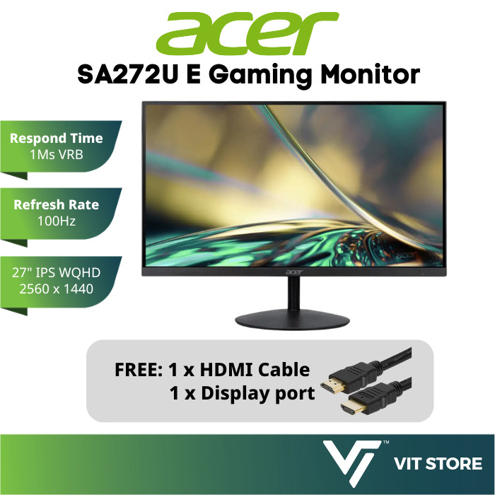 Acer SA272U E Ultra Slim Monitor 27" WQHD 2560x1440 IPS LED 100Hz 1ms ...