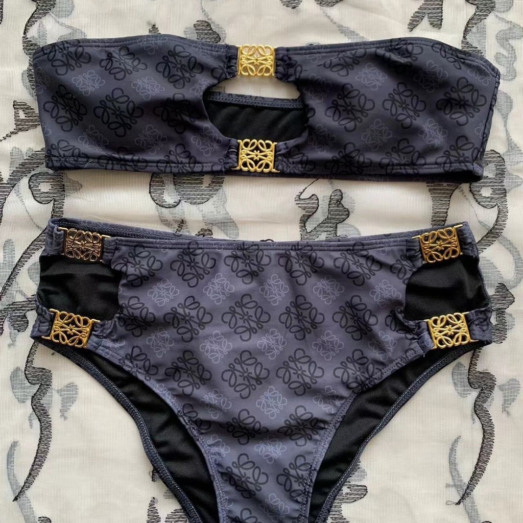 Loewe6122 Slimmer Look Tube Top Letter Halter Printed Three-Point Split ...