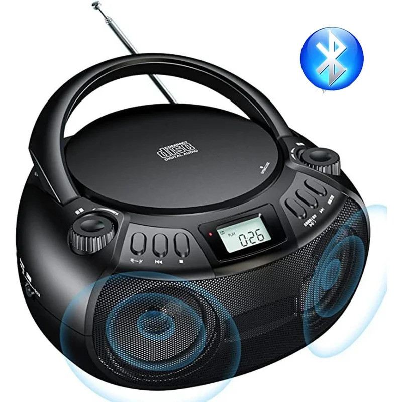 Portable CD Cassette Bluetooth Boombox with FM Tape CD player Student ...