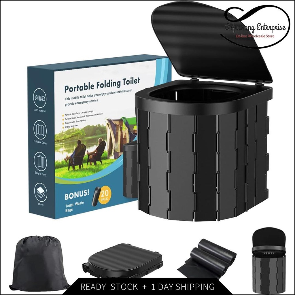 Outdoor Portable Camping Toilet With Lid Foldable Adult Potty Tent ...