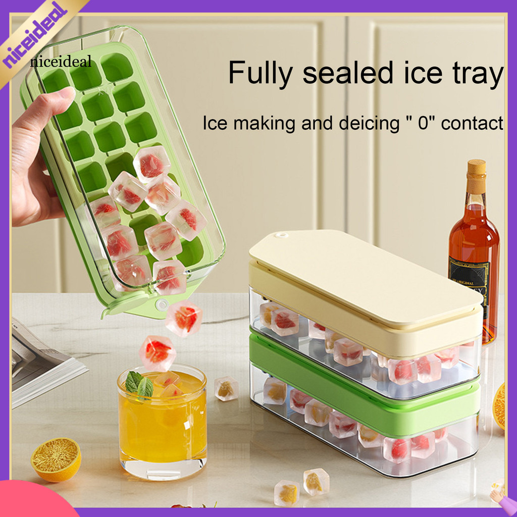 {N6}Ice Tray Mold with Lid And Bin Ice Cubes Mold Easy Release Quick ...