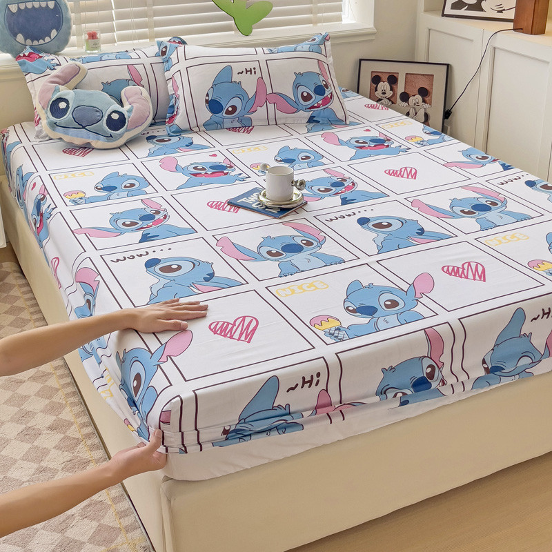 Classic Cartoon Bed Sheet cadar murah with Elastic Band Strawberry Bear ...