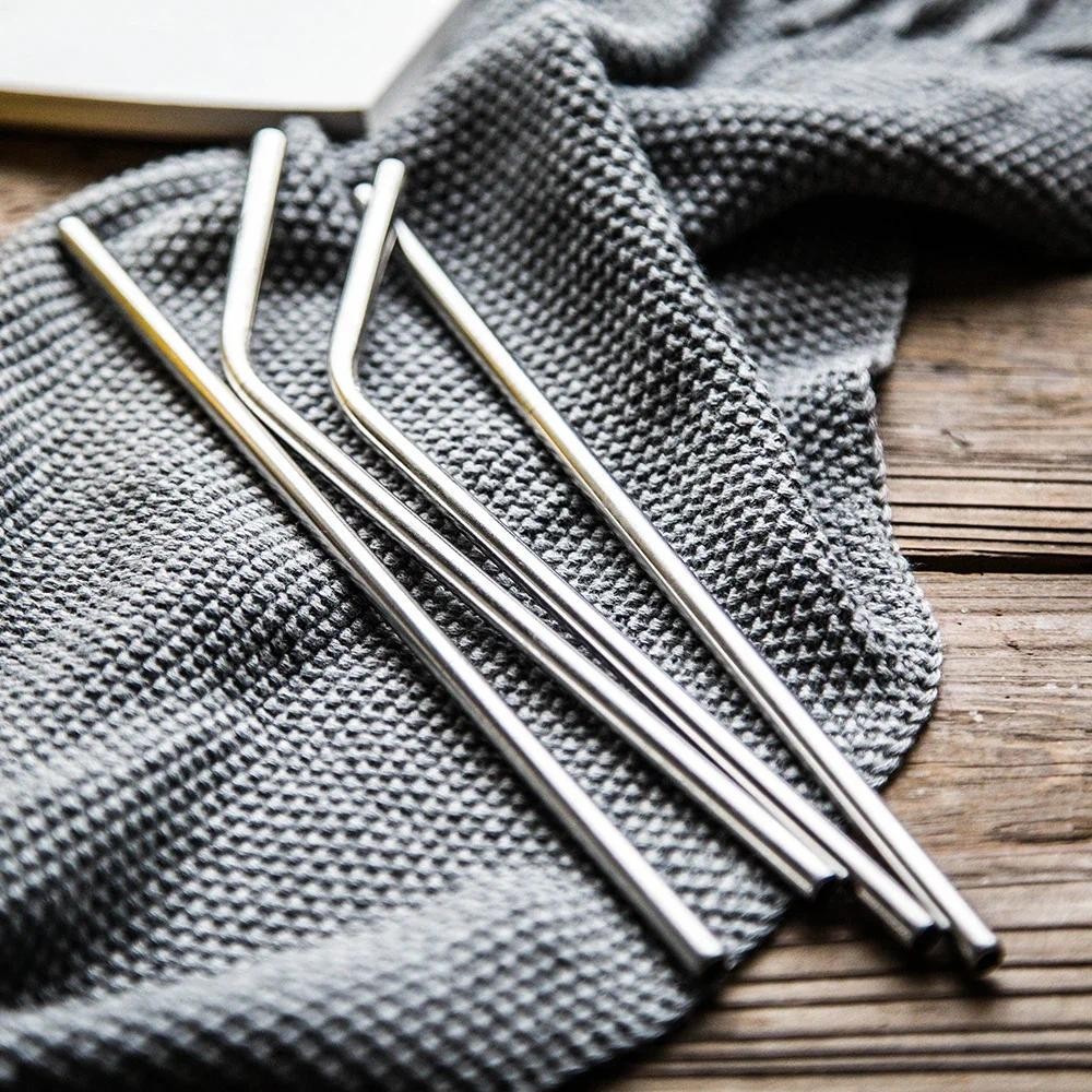 Sturdy Metal Straws Sturdy Bent Straight Straw with Cleaning Brush In ...