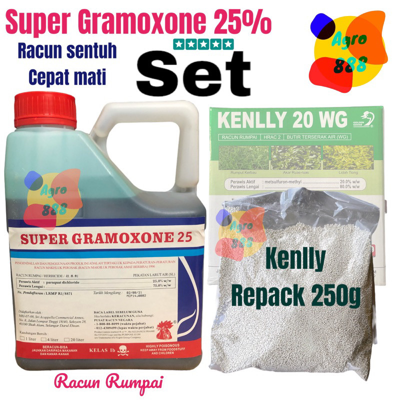 (SET) 4L Racun Sentuh 25%|Racun Lalang&rumput|Tak rosak akar(Kenlly ...