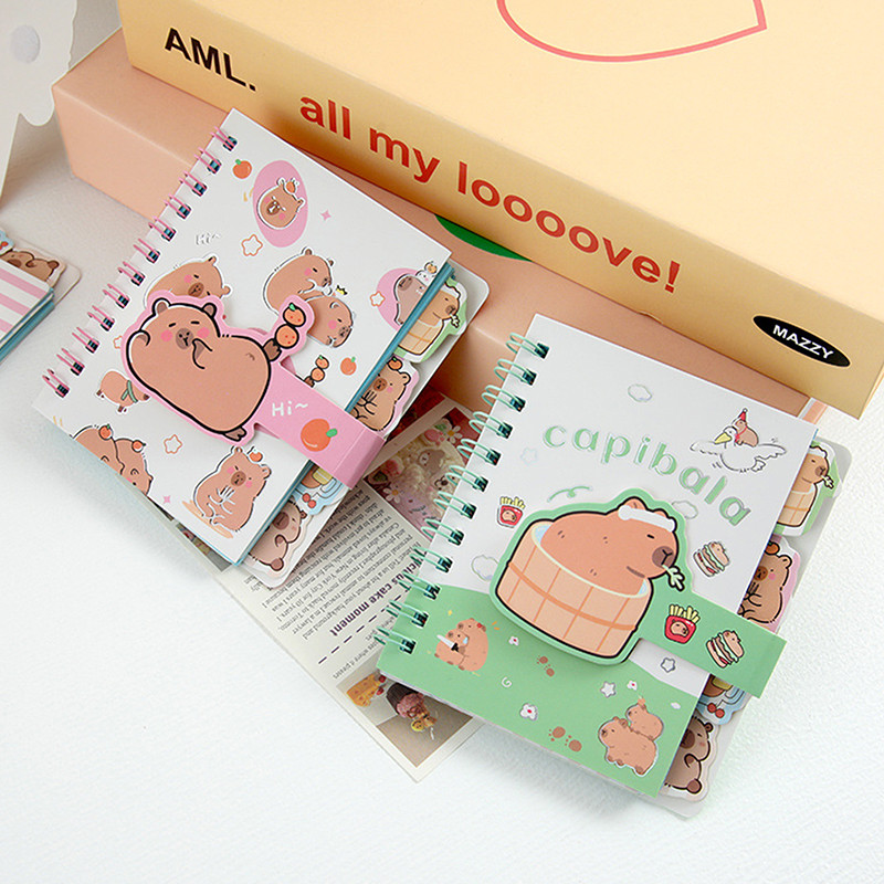 [LJC] Cute Capybara Coil Book A7 Loose-Leaf Notebook Notepad Learn ...