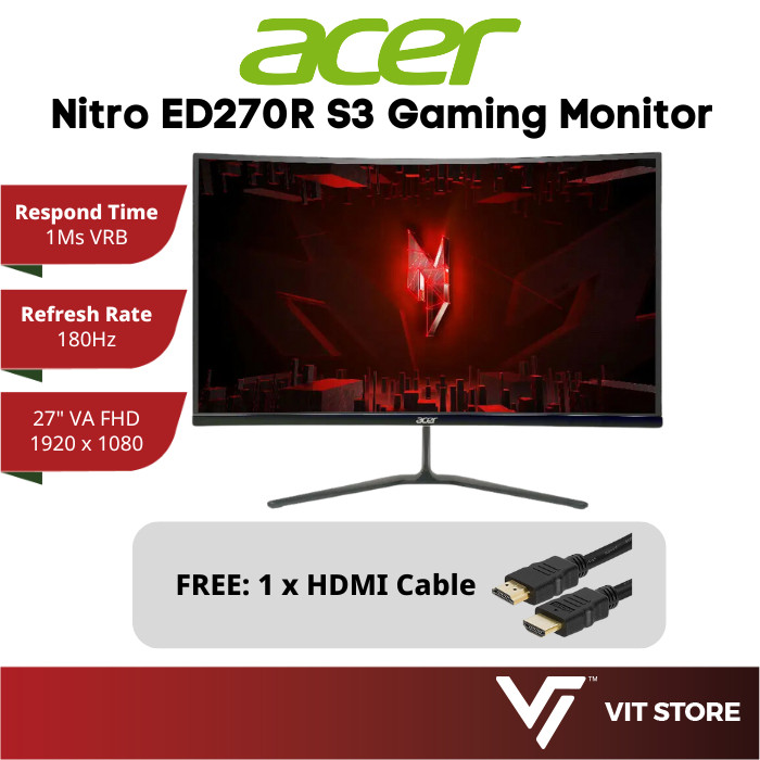 Acer Nitro ED270R S3 Curved Gaming Monitor 27" VA LED FHD ( 1920x1080 ...