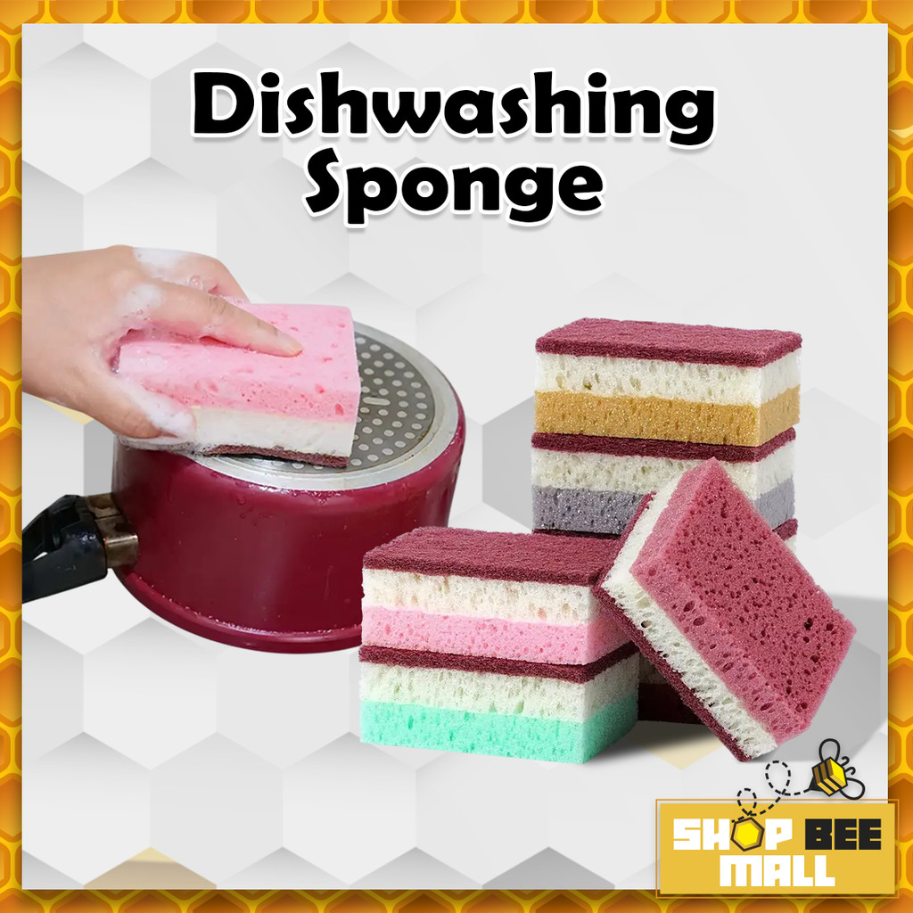 3 Layer Double-Sided Dishwashing Sponge Cleaning Sponge Wipe Kitchen ...