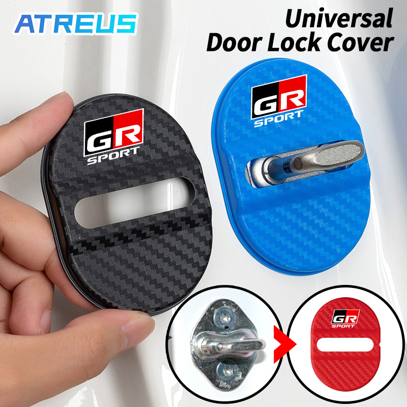 1/4Pcs Toyota GR Carbon Fiber Car Door Lock Protection Cover Anti ...