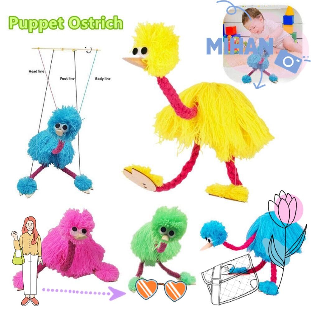 MIHAN Ostrich Puppet Stuffed, Hand Puppet Animals Wooden Ostrich ...