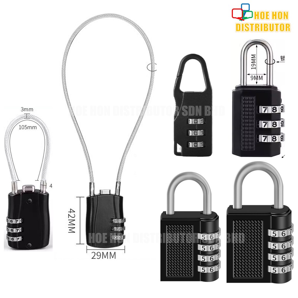 Passcode Padlock 3 or 4 Digit Steel Password Lock Combination Code ...