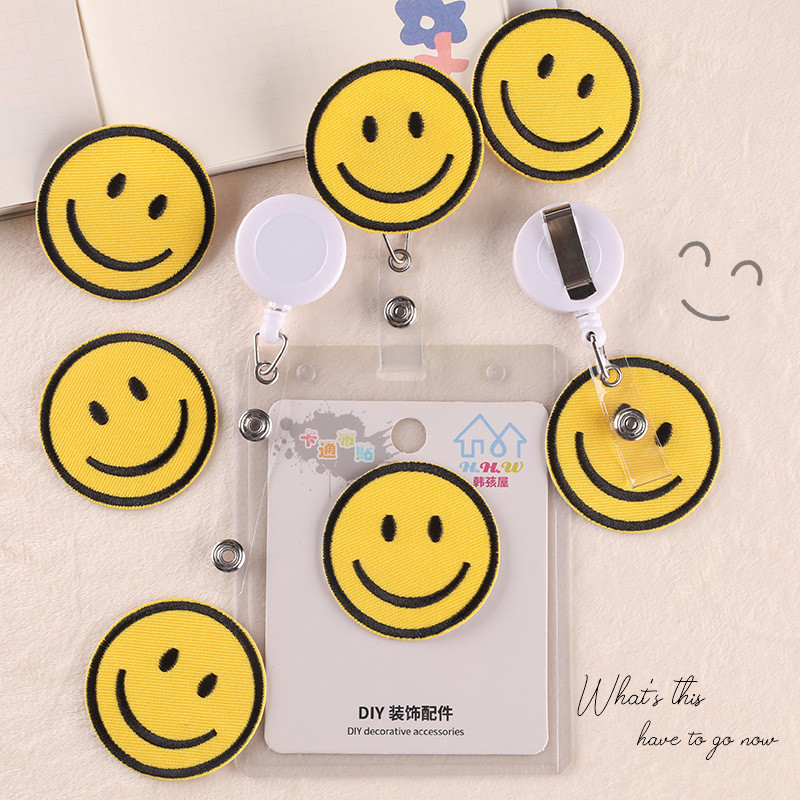 Embroidered Label Smiley Face Cloth Label Badge Clothing Accessories ...
