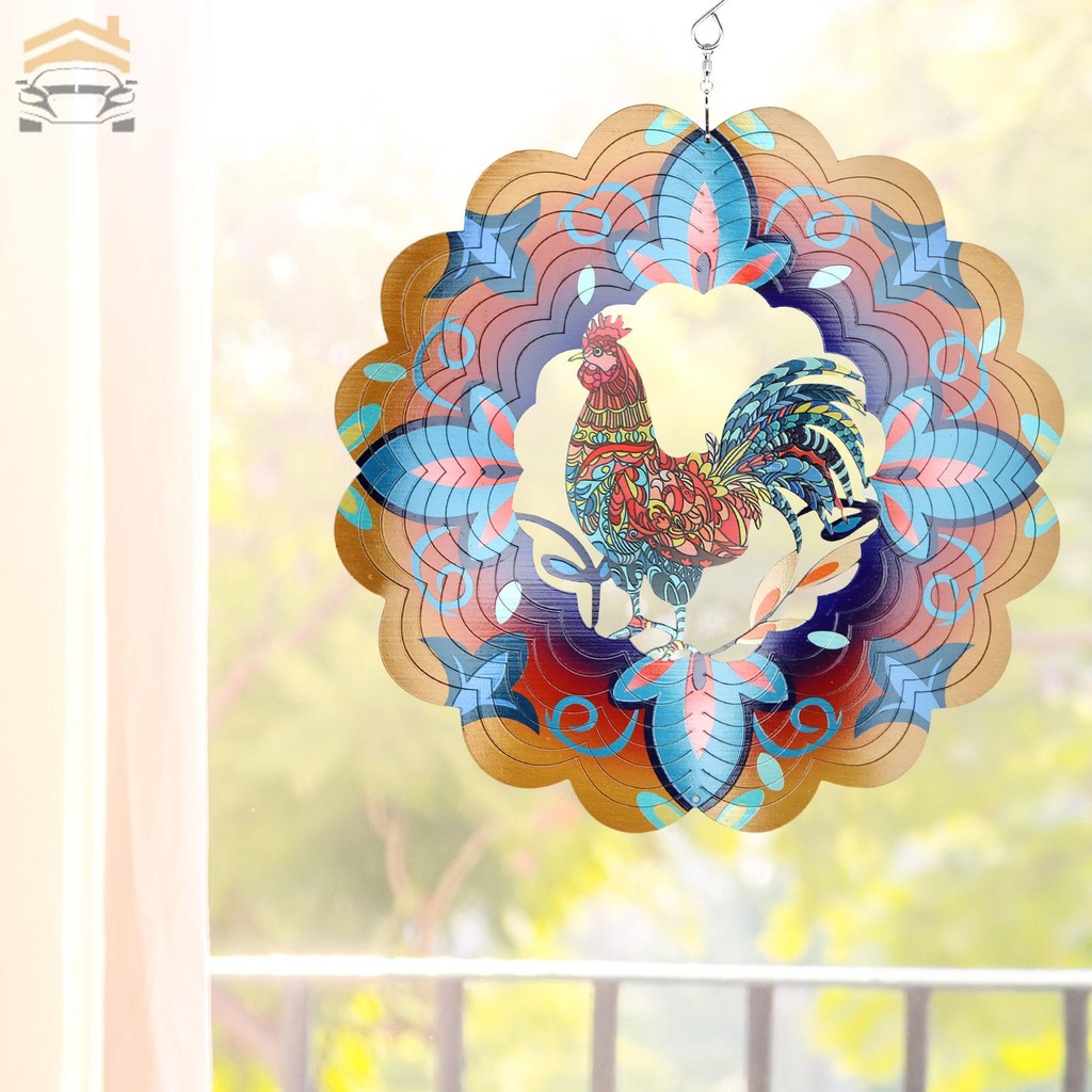 Rooster Wind Spinner 3D Hanging Rooster Wind Catcher 12 Inch Stainless ...