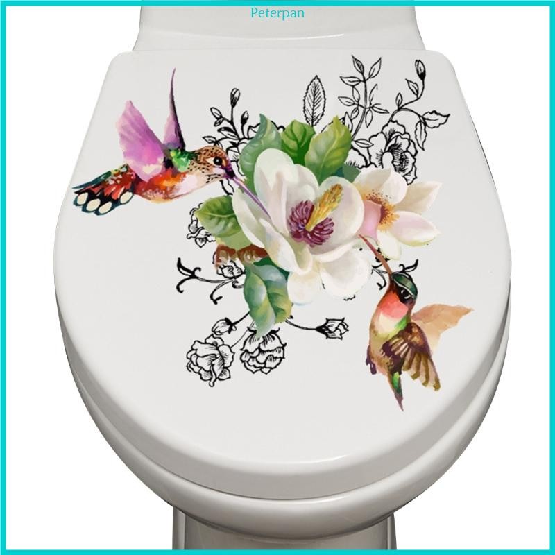 RPAN Nature Inspired Toilet Decal Birds and Flowers Toilet Lid Decals ...