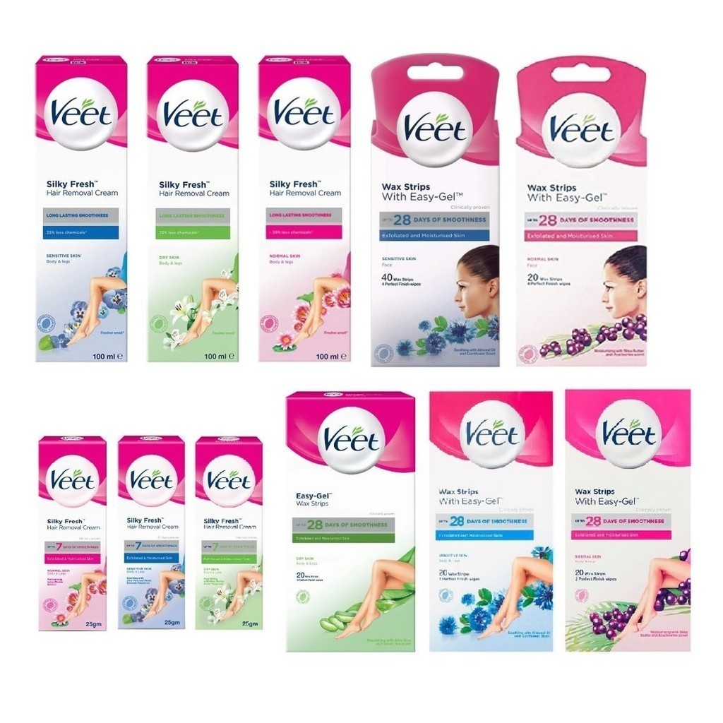Veet Hair Removal Cream 25g/100ml / Wax Strips With Easy Gel 20s for ...