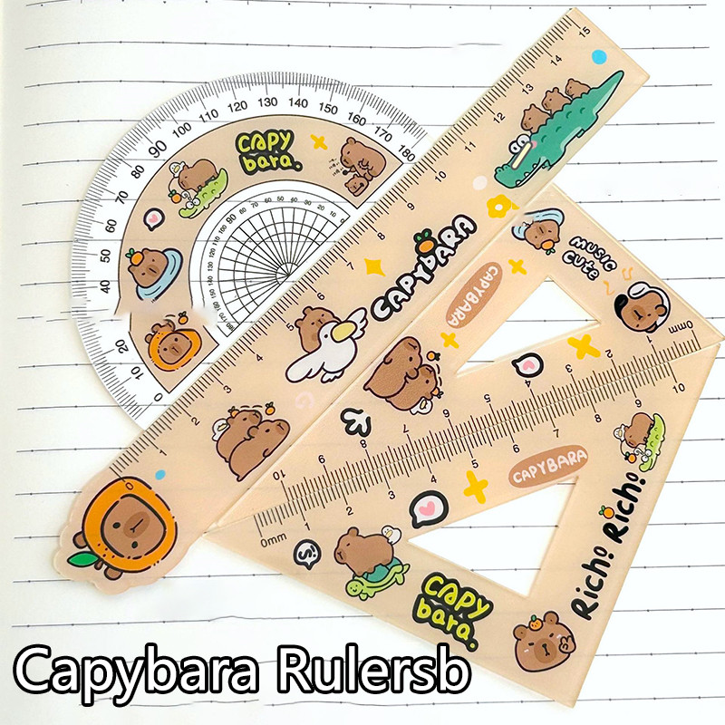 guyumao 4PCS/1Set Cute Cartoon Sanrio Capybara Rulers Set Drawing Tools ...