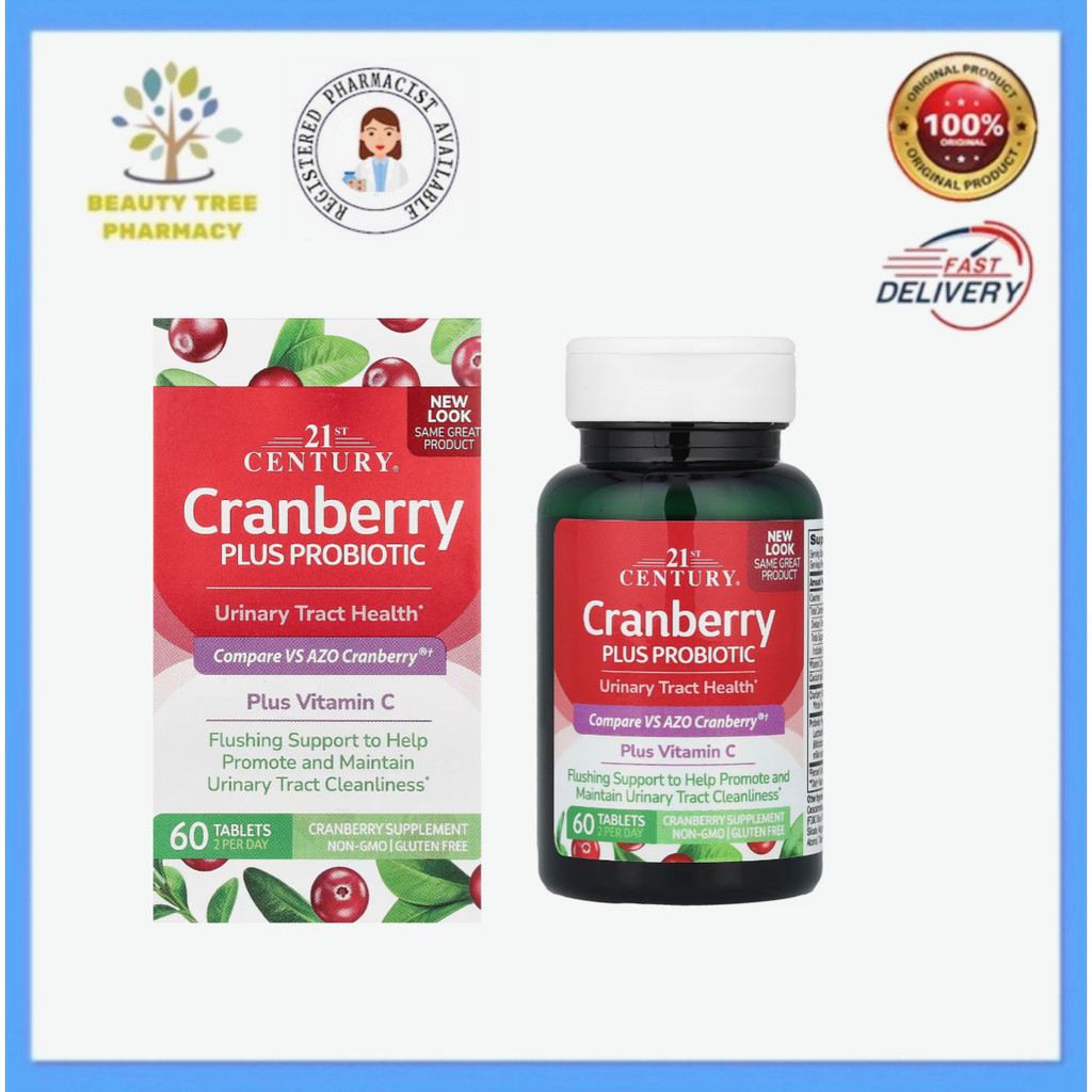 21st Century Cranberry Plus Probiotic Urinary Tract Support 60 Tablets ...