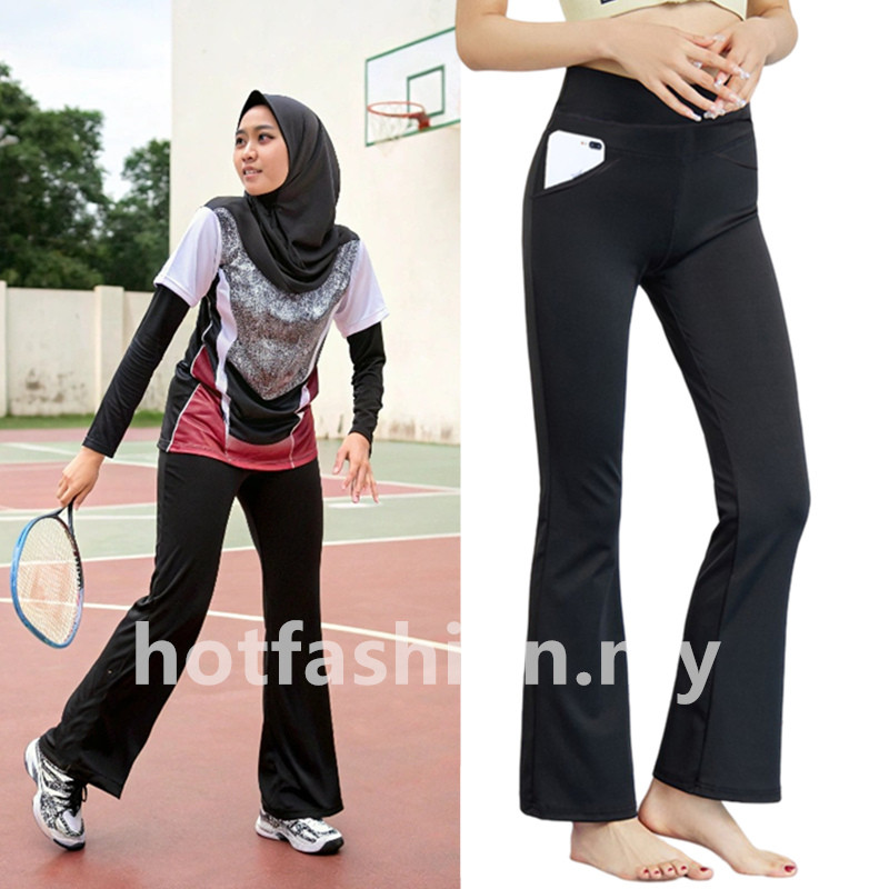 Muslimah Sport Bootcut Leggings Flare Jersey Pants Small Size Casual ...