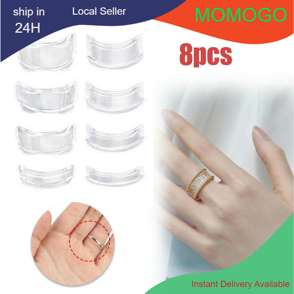 PVC Ring Size Resizer 8 Sizes/Set Clear Ring Adjuster Soft Sticky ...