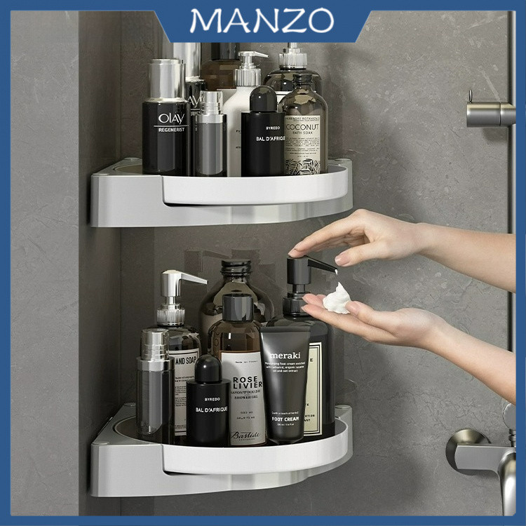 Rotating Bathroom Storage Rack Corner Rack Wall-Mounted Shower ...