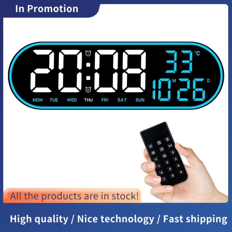 Digital Wall Clock Large Display, 15Inch Clock with Time Date Temp Week ...