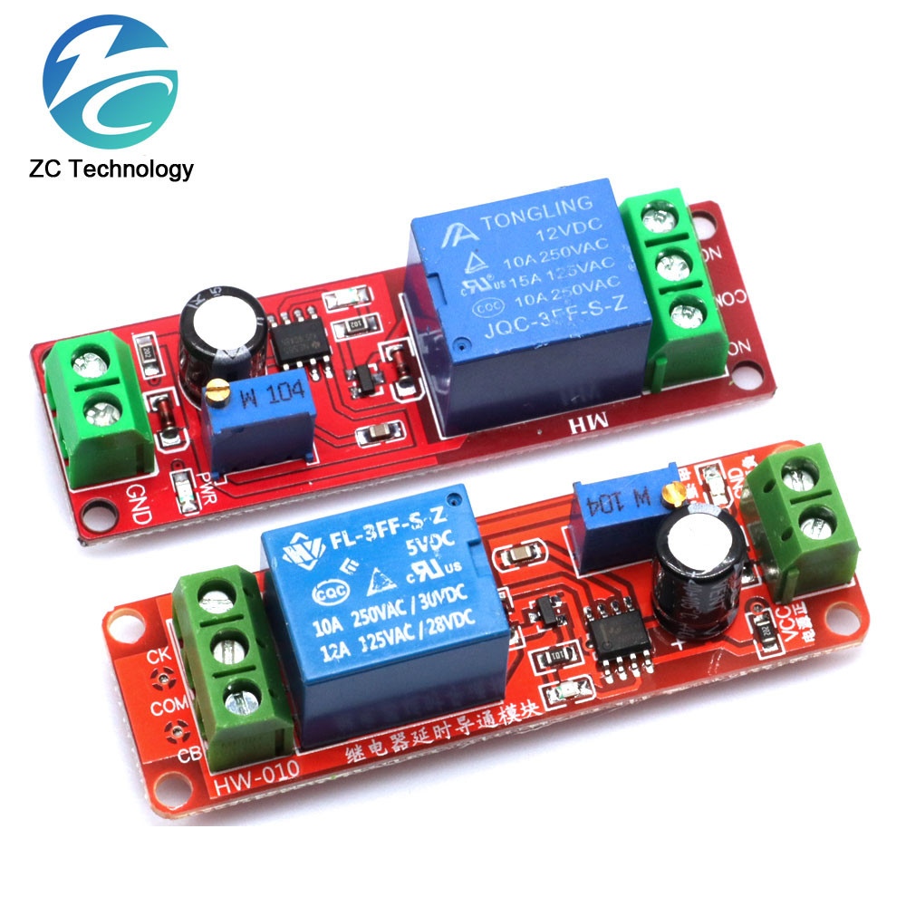 NE555 Timer Switch Adjustable Module Time delay relay Module DC 5V / 12V Delay Connect ...