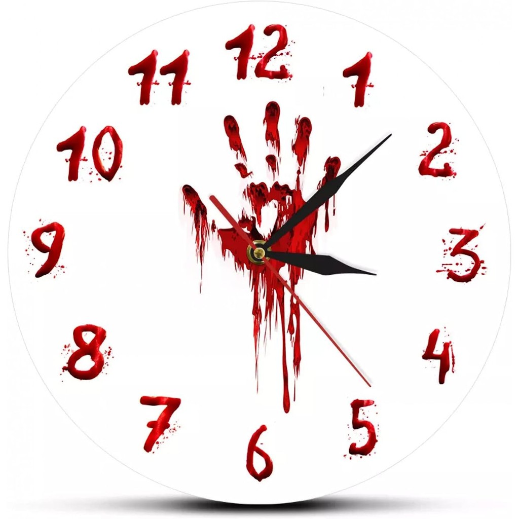 Bloody Hand Wall Clock Halloween Slasher Novelty Zombie Scary Wall ...