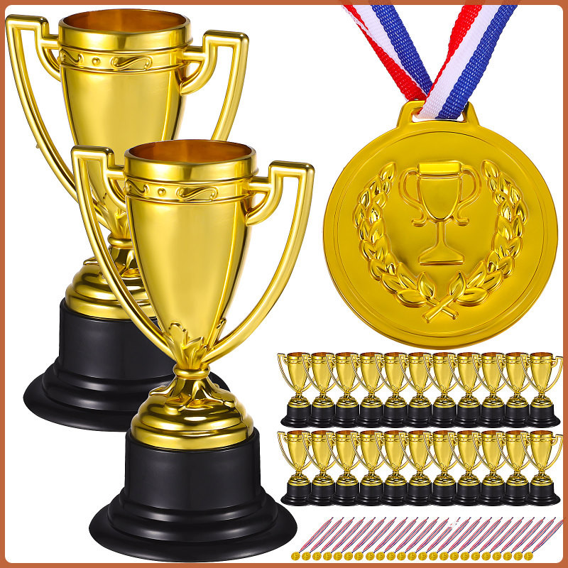 【Ready Stock】 24 Sets Mini Trophy Medal Inflatable Trophies Football ...