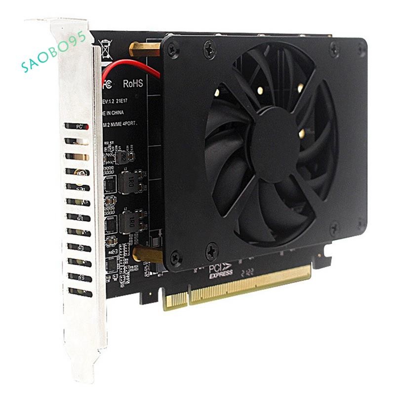 4 Disk M.2 NVMe SSD PCIe X16 Adapter Expansion Card 4 X 32Gbps Splitter ...