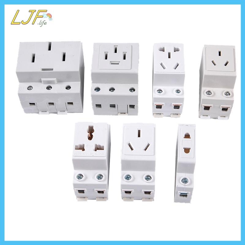 LJF AC30 EU And AU Type 35mm DIN Rail Mount AC Power 10A 16A 25A 250V 440V 2/3/4/5 Pin Plug ...