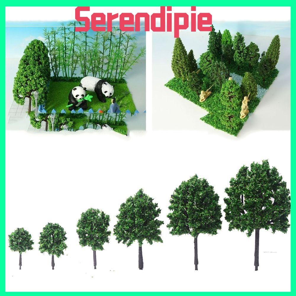 SERENDIPIE 4pcs Scale Model Trees, Plastic Green Miniature Tree ...