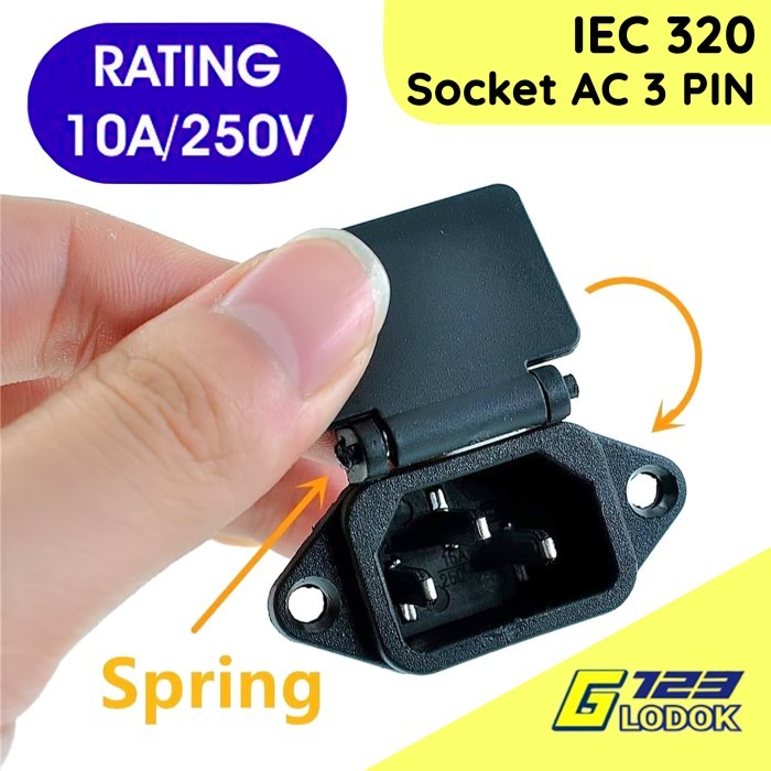 Ac Socket 3 Pin Close Spring Cover Anti Dust Water Splash Socket Spring ...