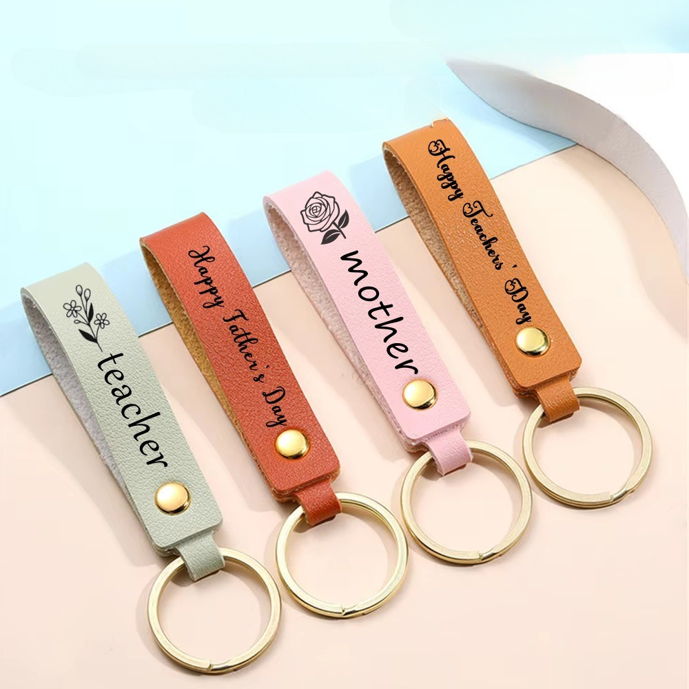 Free Custom name Colorful PU Leather Keychain | Shopee Malaysia