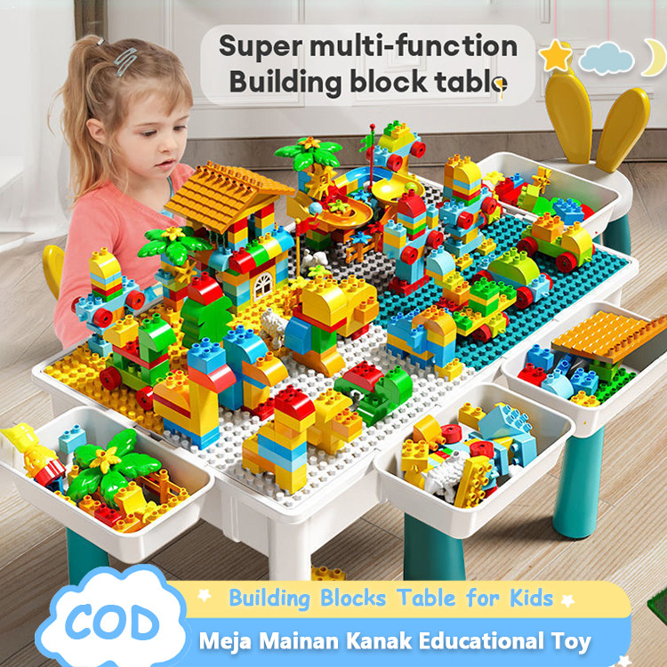 Building Block Table with Chair Set Large Size Meja Mainan Kanak Kanak ...